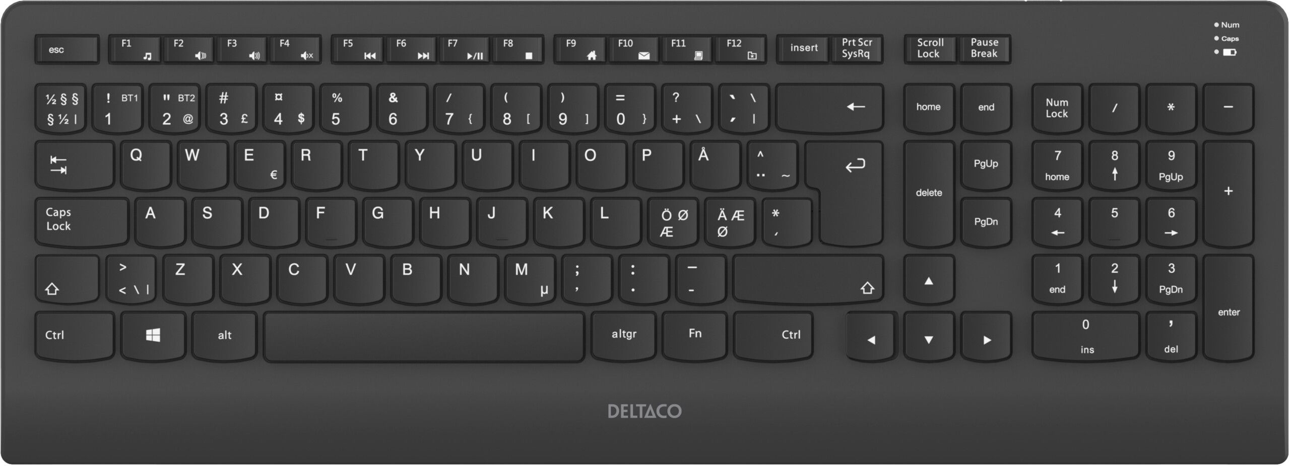 Deltaco Full Size Silent Bluetooth Keyboard