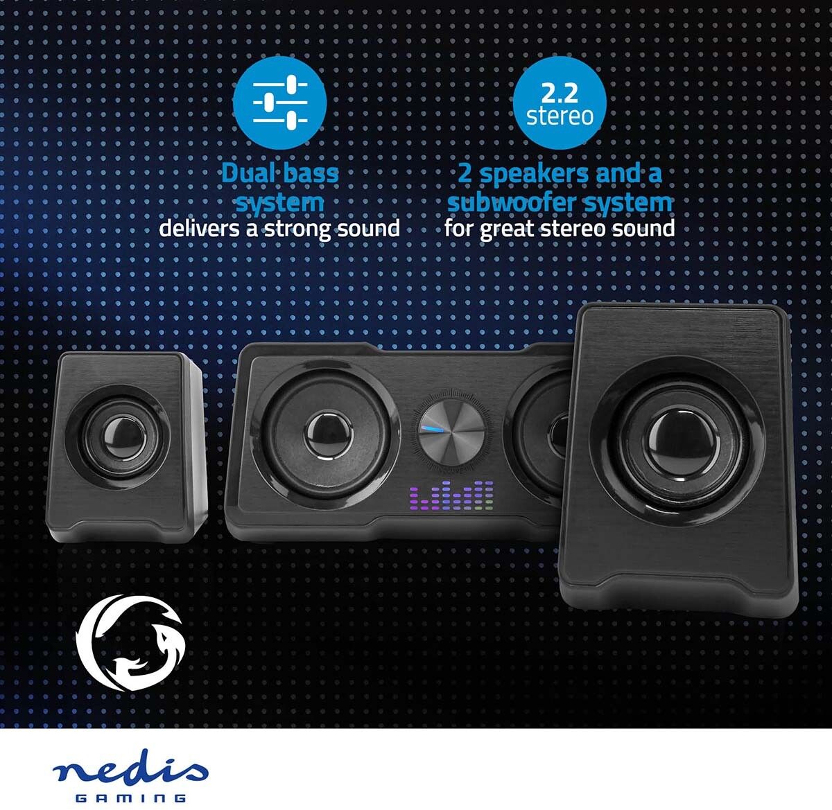 Nedis Gaming Speaker Set with Dual Subwoofer System